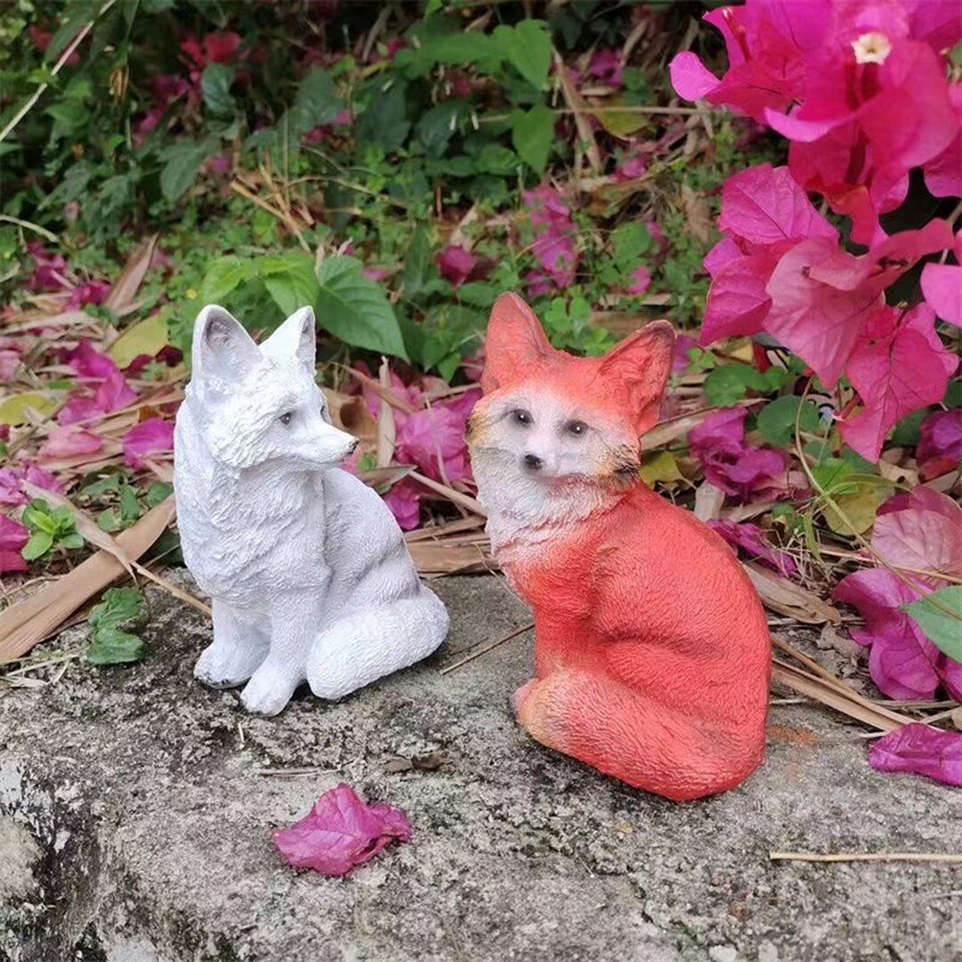 Fox Figurine Resin Fox Statue Bookshelf Decor Fox Sculptures Bookshelf ...