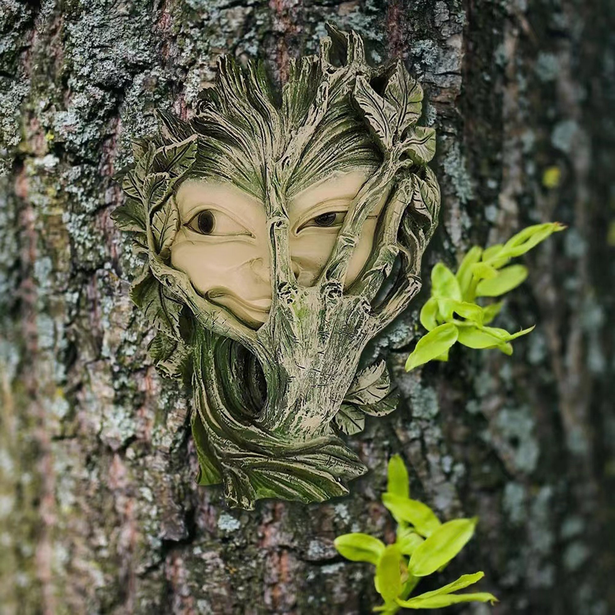 Peeper Tree Face Resin Fairy House Tree Hugger Handmade Face Covering ...