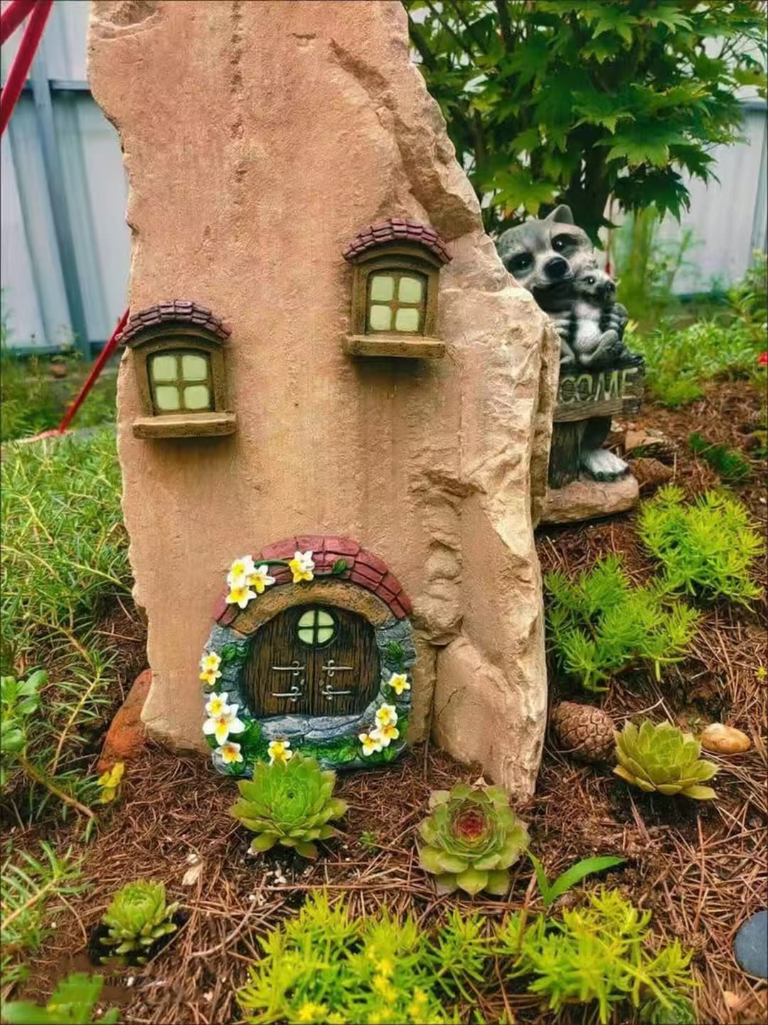 Fairy Door and Window Tree Face Resin Fairy House Tree Hugger Handmade ...