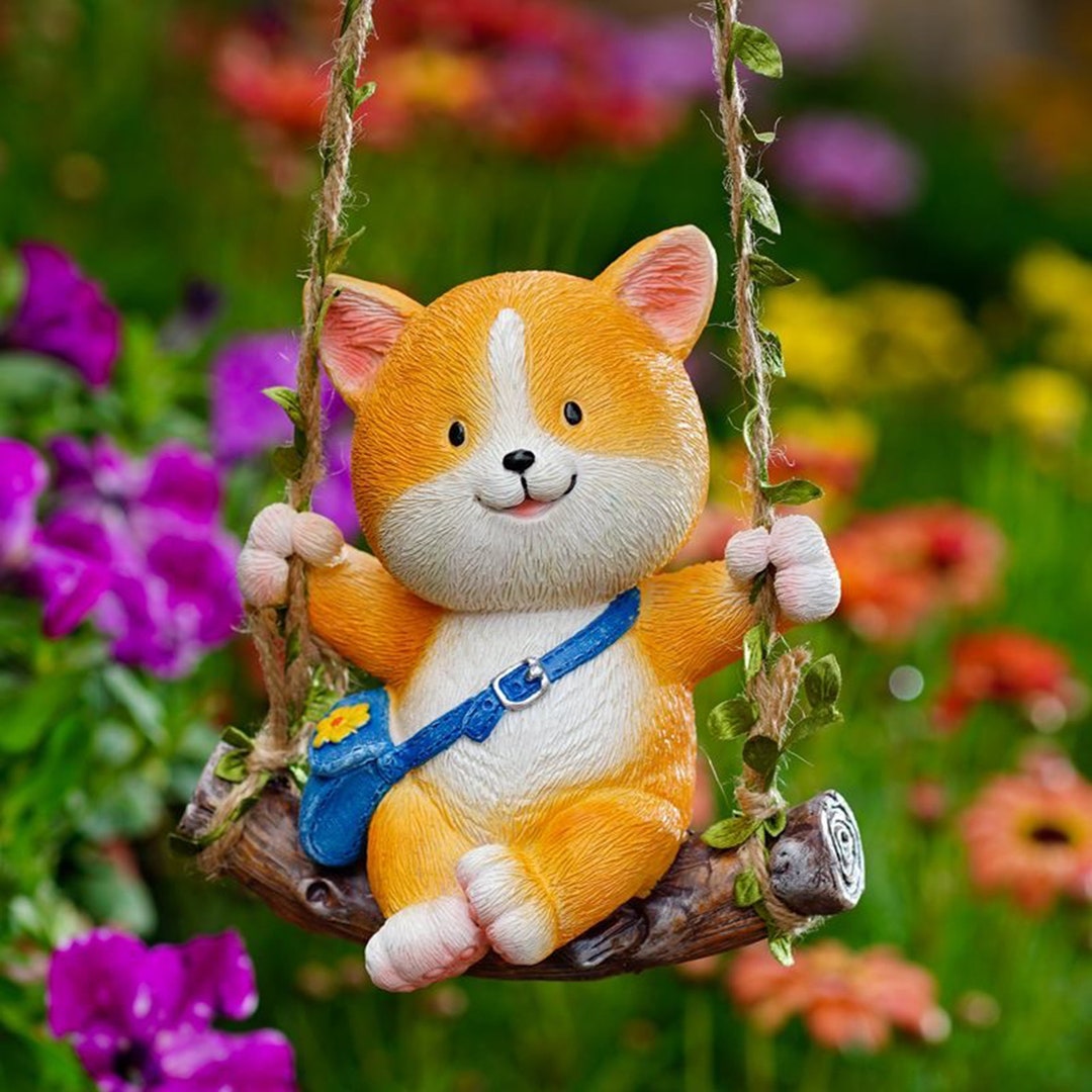 Swing Shiba Inu Statue Dog Figurine Dog Sculpture Resin Shiba Inu ...