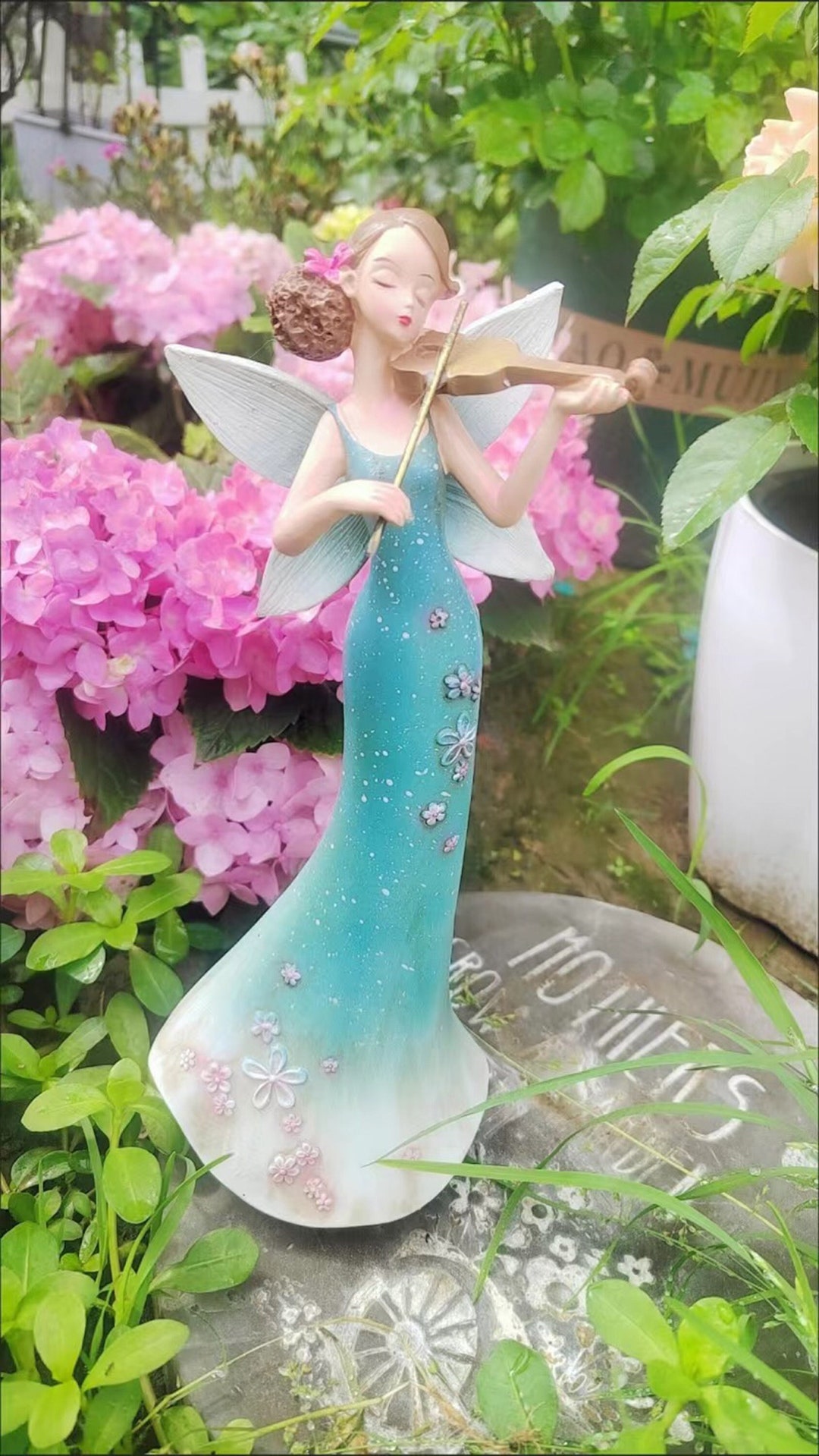 Violin Fairy Figurine Girl Statue Garden Decor Resin Craft Fairy Statue ...