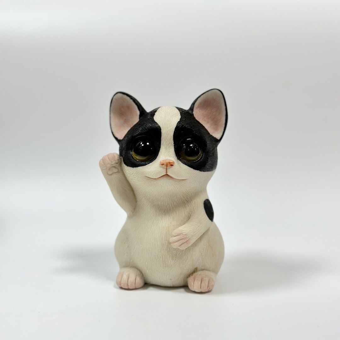 Cat Figurine Cat Statue With Waving Hand Resin Bookshelf Decor Cat ...