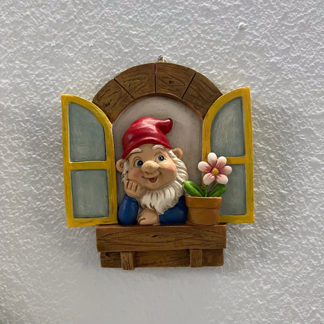Gnomes Elf Open Window Tree Face Resin Tree Hugger Fairy Dwarf Window ...