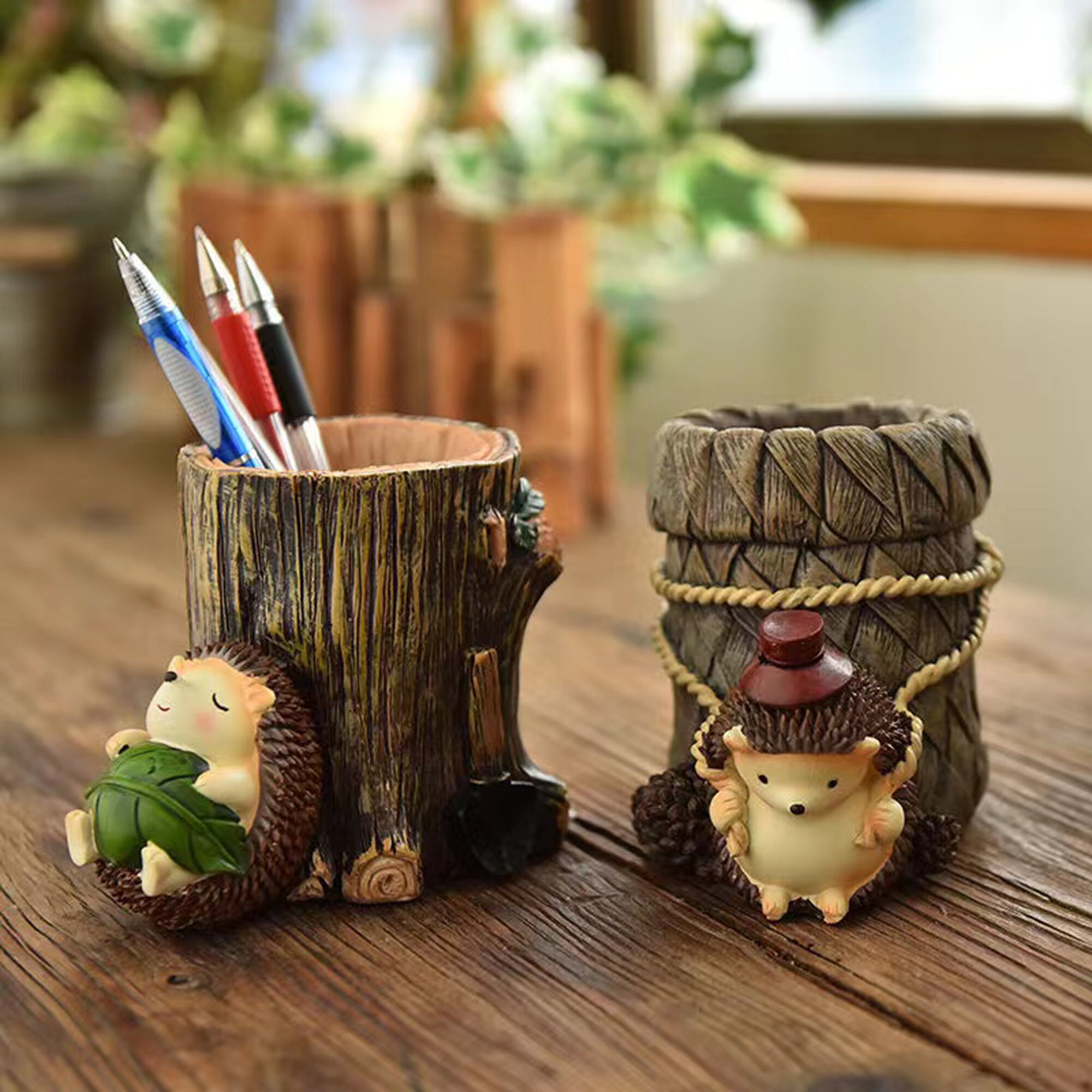 Hedgehog Pen Holder Resin Pen Container Hedgehog Figurine - Etsy