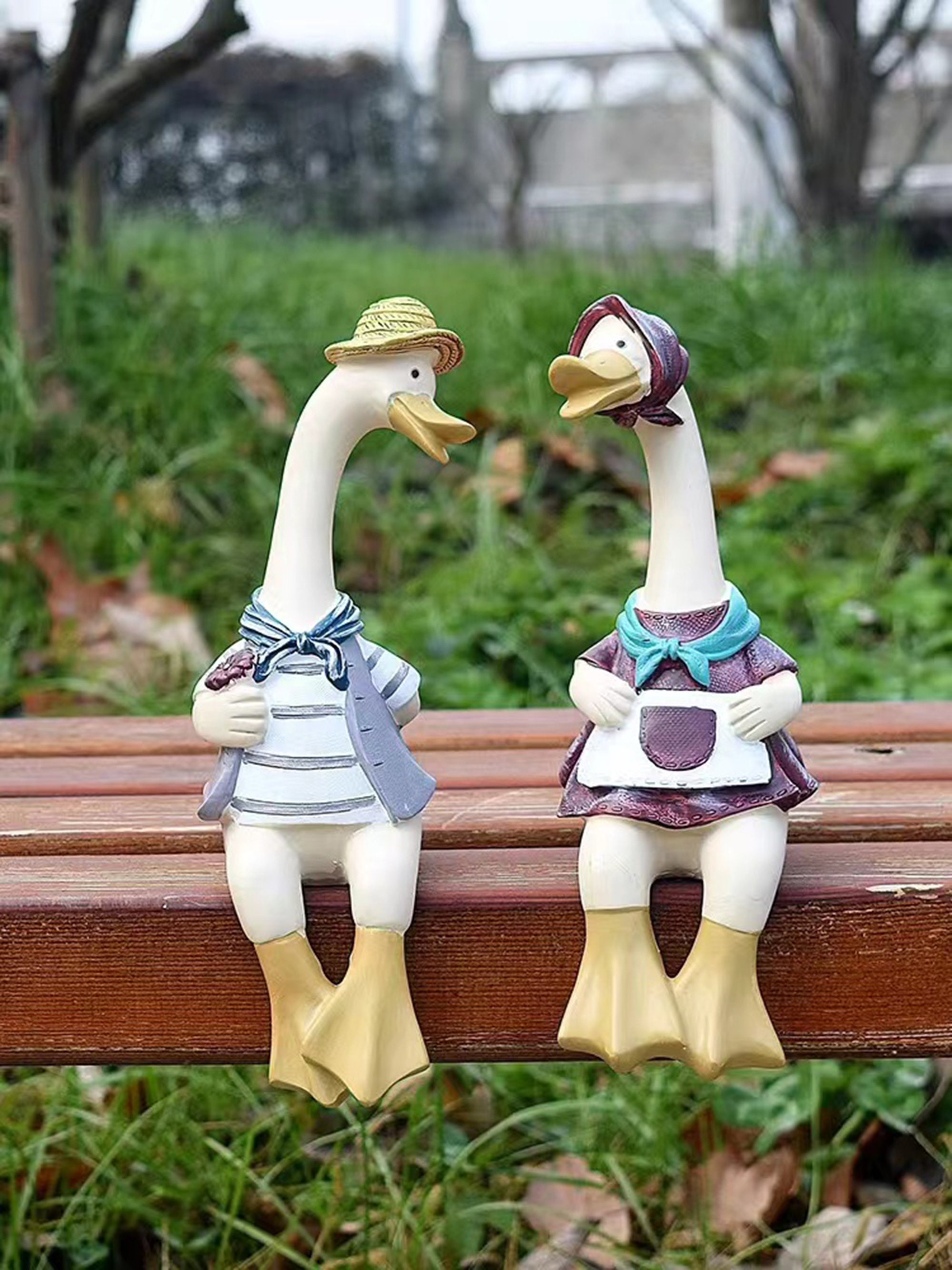 Duck Couple Statue Sitting Duck Figurine Abstract Duck Sculpture Table ...