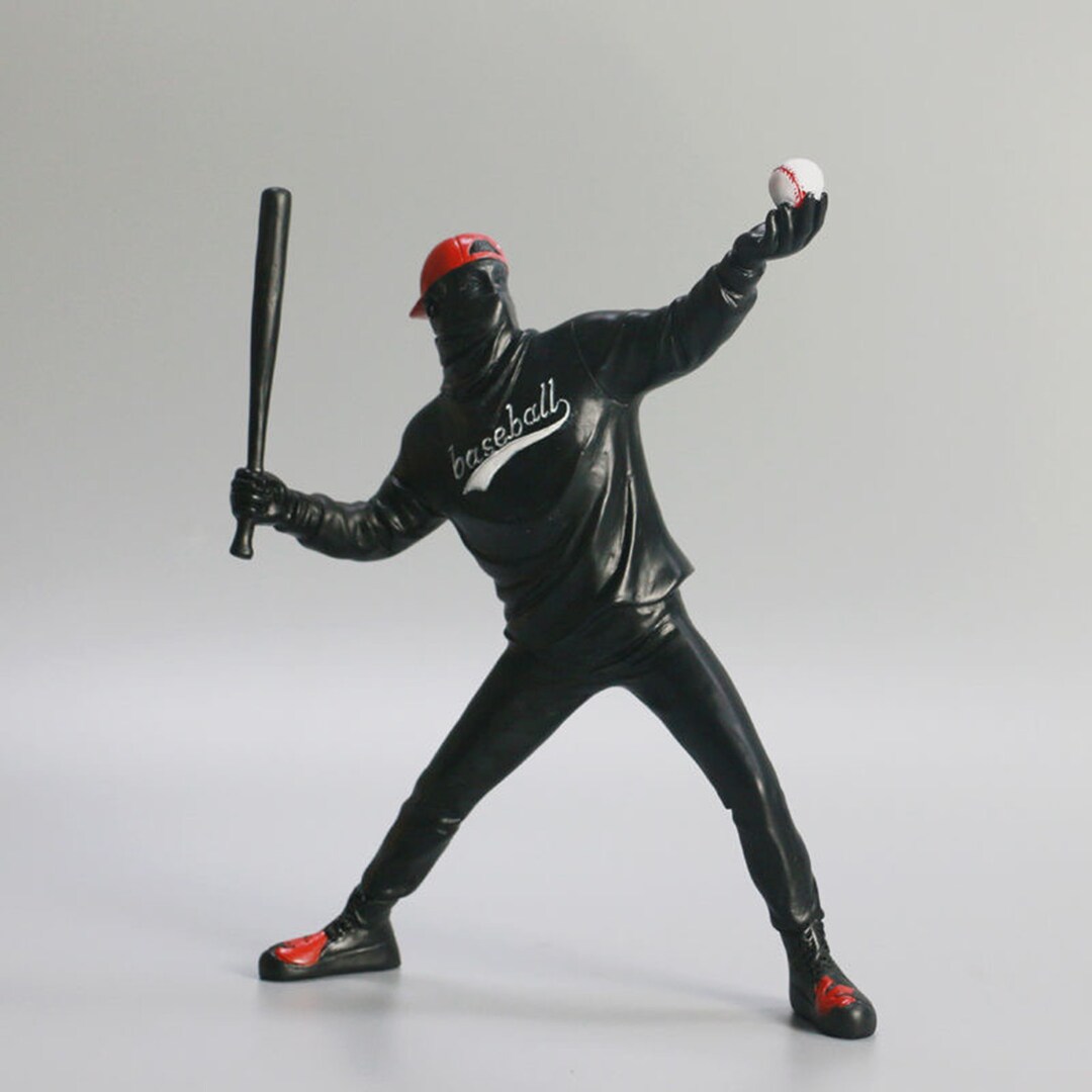 Baseball Statue Resin Bookshelf Decor Baseball Playing Sculptures With ...