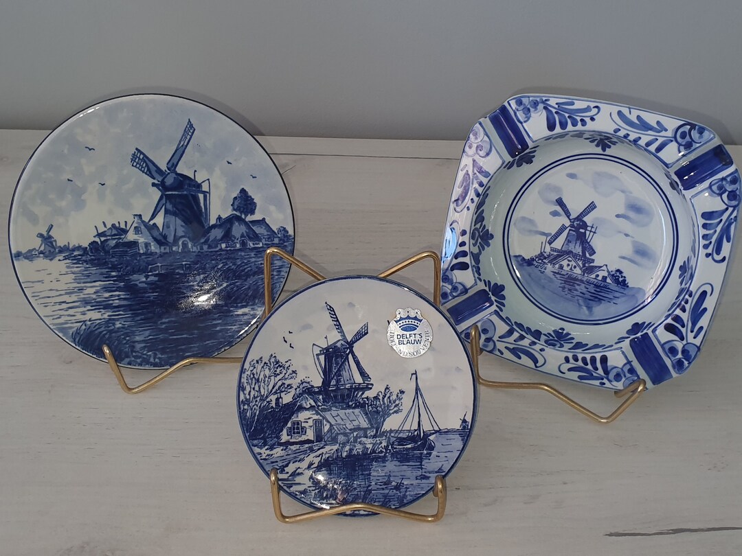 Delft Blue Vintage Small Plates and Ashtray - Etsy