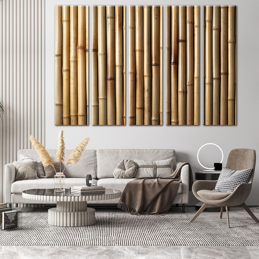 Dry Bamboo Wall Art Canvas, Bamboo Cladding on the Wall Decor Print ...