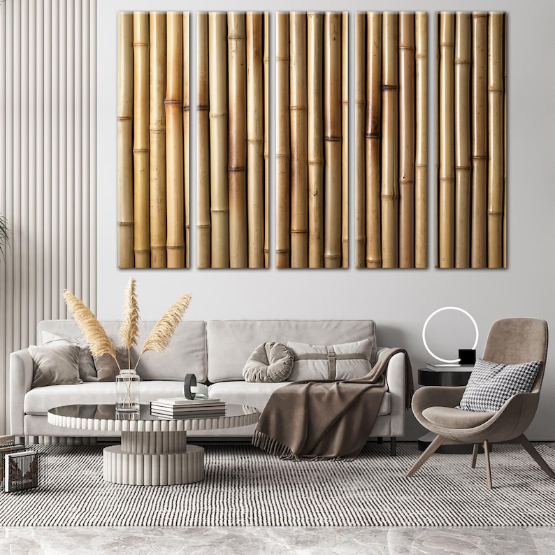 Dry Bamboo Wall Art Canvas, Bamboo Cladding on the Wall Decor Print ...