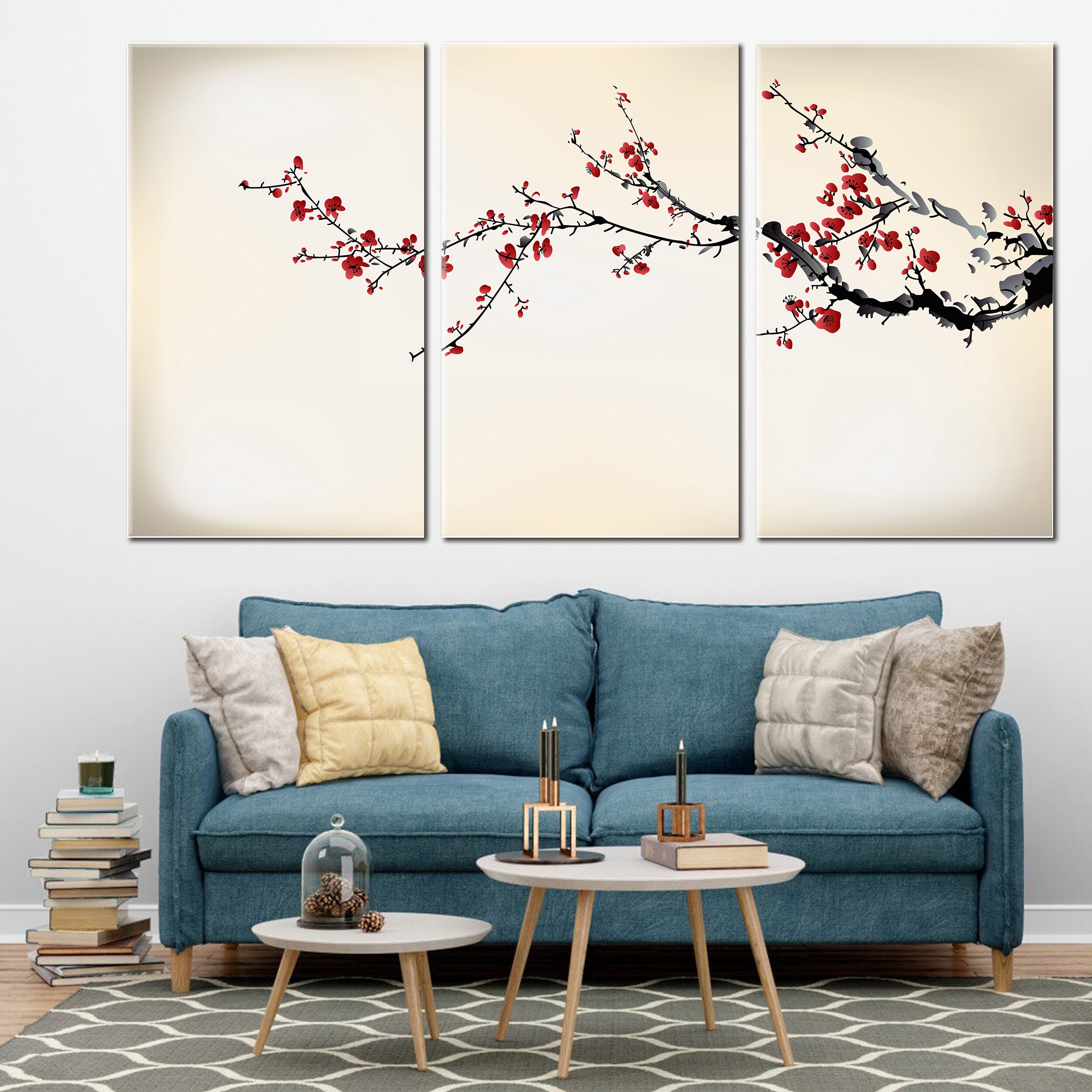 Japanese Sakura Cherry Blossom Wall Decor Canvas, Cherry Blossom Tree ...