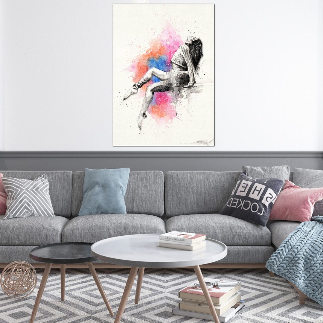 Modern Dancing Woman Wall Art, Rainbow Dancing Woman Canvas Decor ...