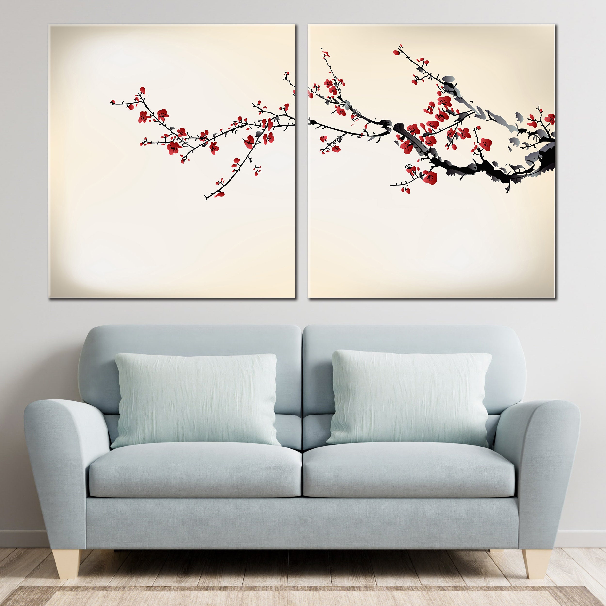 Japanese Sakura Cherry Blossom Wall Decor Canvas, Cherry Blossom Tree ...