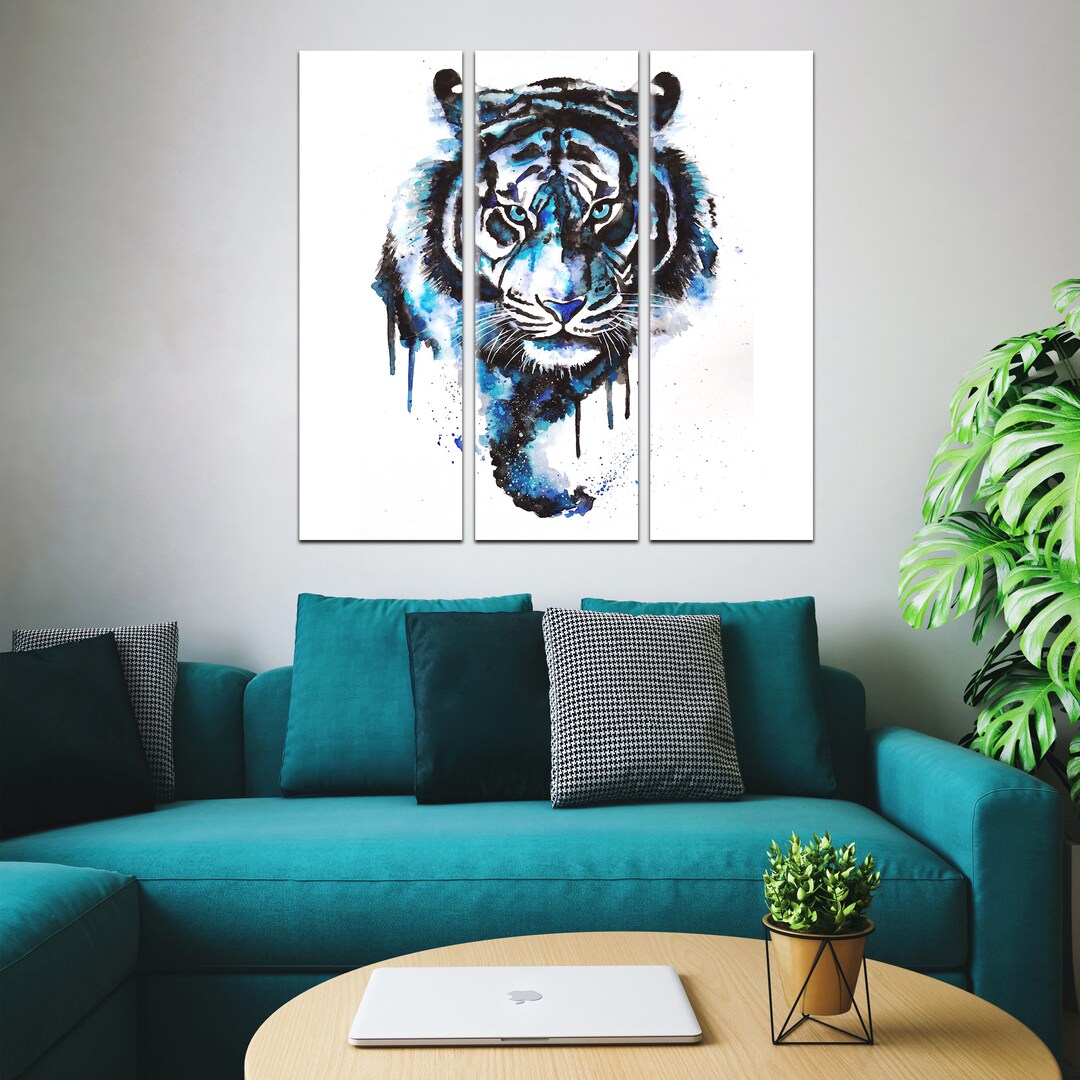 Tiger Head Wall Art Print, Colorful Tiger Head Canvas Decor, Abstact ...