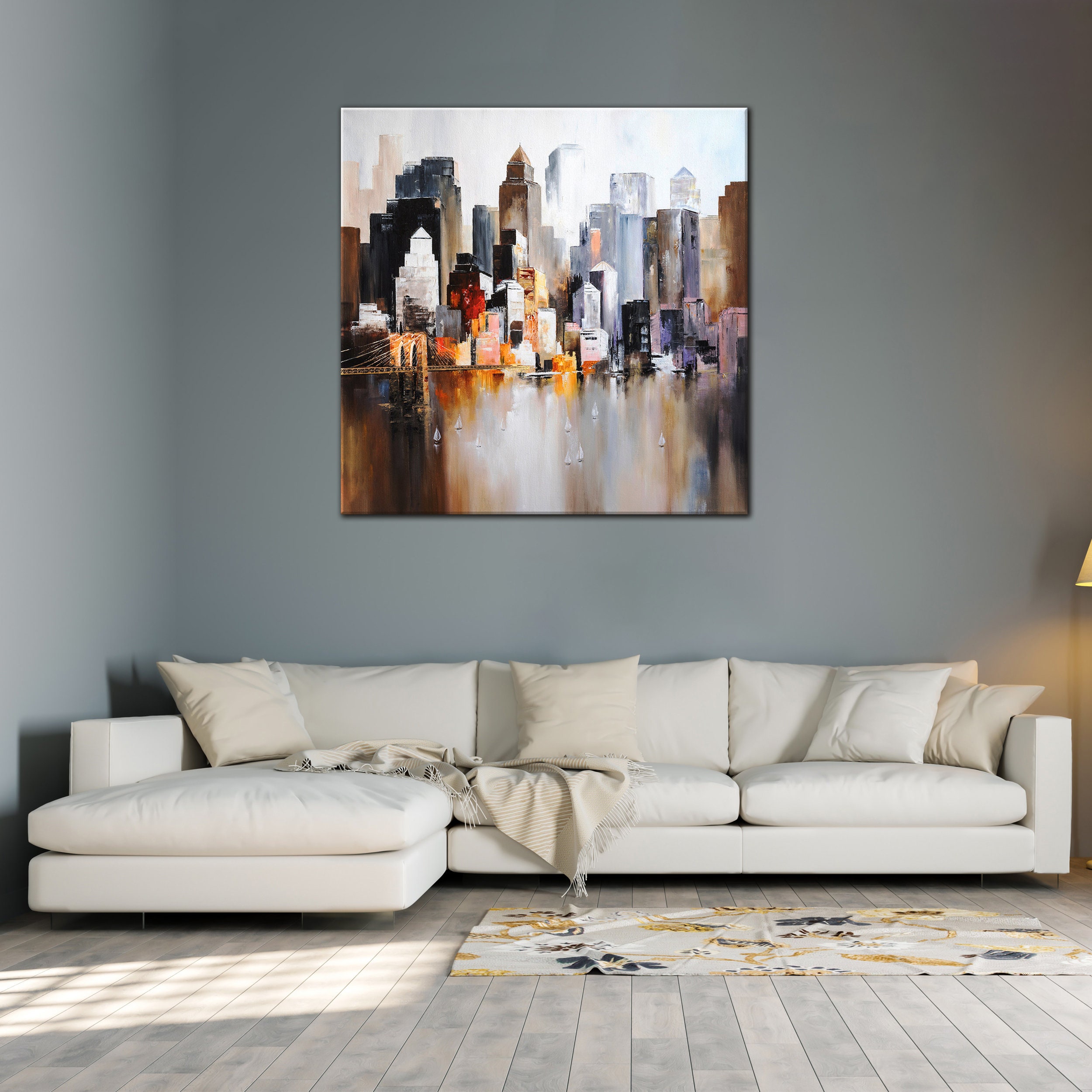 Abstract New York Wall Art Canvas, Modern New York Skyline Abstract Art ...