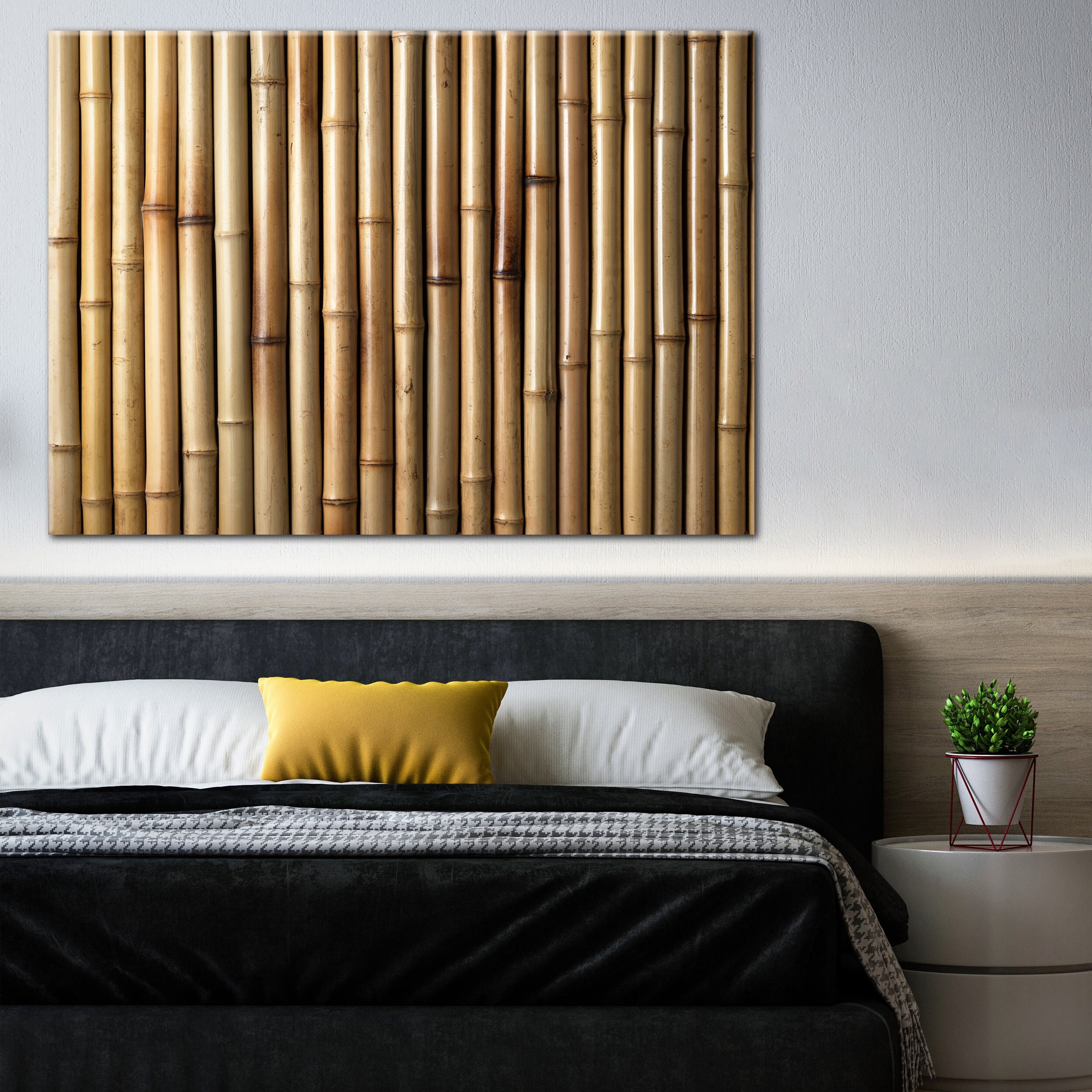 Dry Bamboo Wall Art Canvas, Bamboo Cladding on the Wall Decor Print ...
