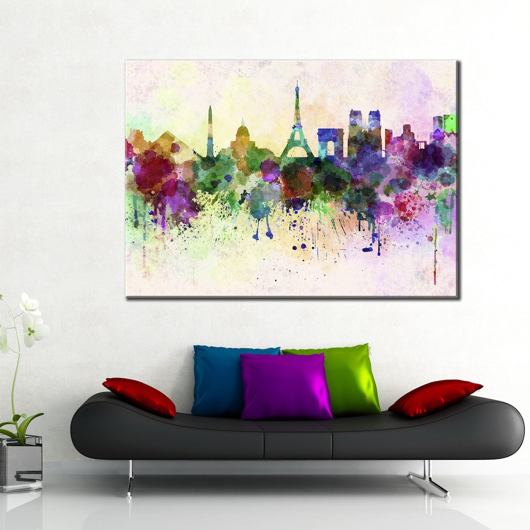 Paris Skyline Print, Paris Wall Art, France Landscape Canvas, Paris ...
