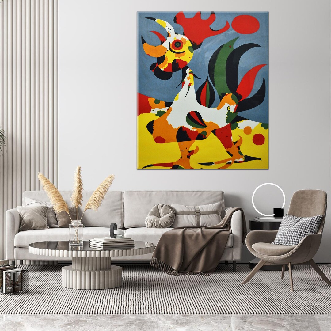 Joan Miro, Rainbow Abstract Chicken Canvas, Abstract Wall Art Decor ...