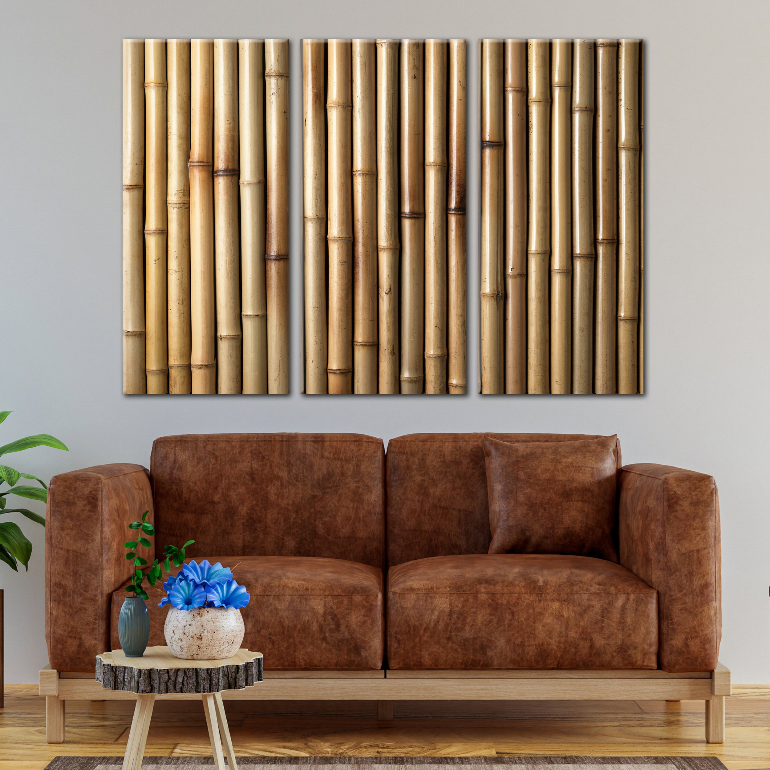 Dry Bamboo Wall Art Canvas, Bamboo Cladding on the Wall Decor Print ...