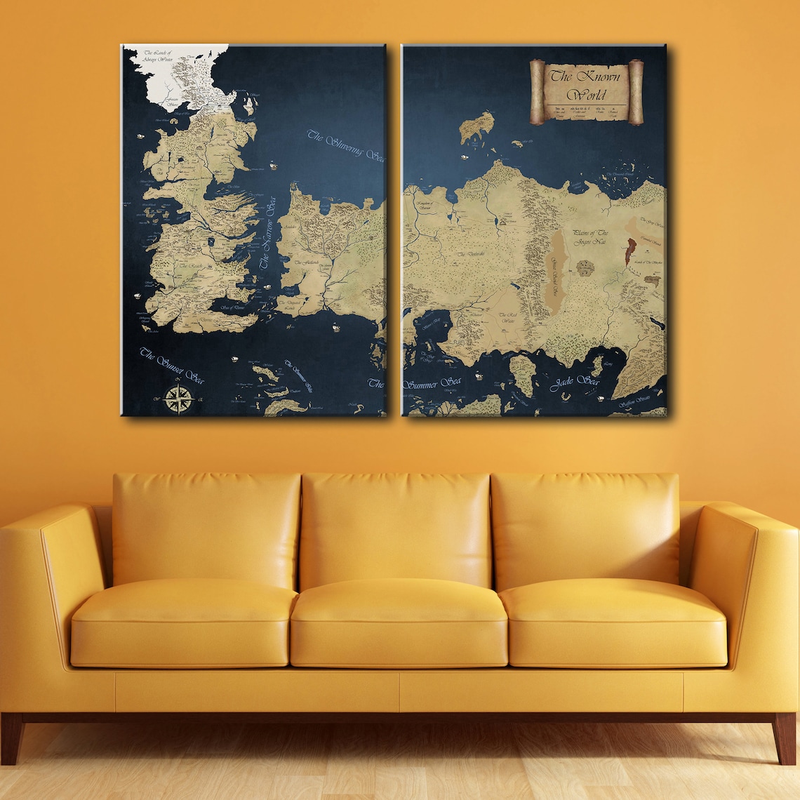 Westeros Map Art, Game of Thrones Map Wall Art, Vintage Map Decor ...