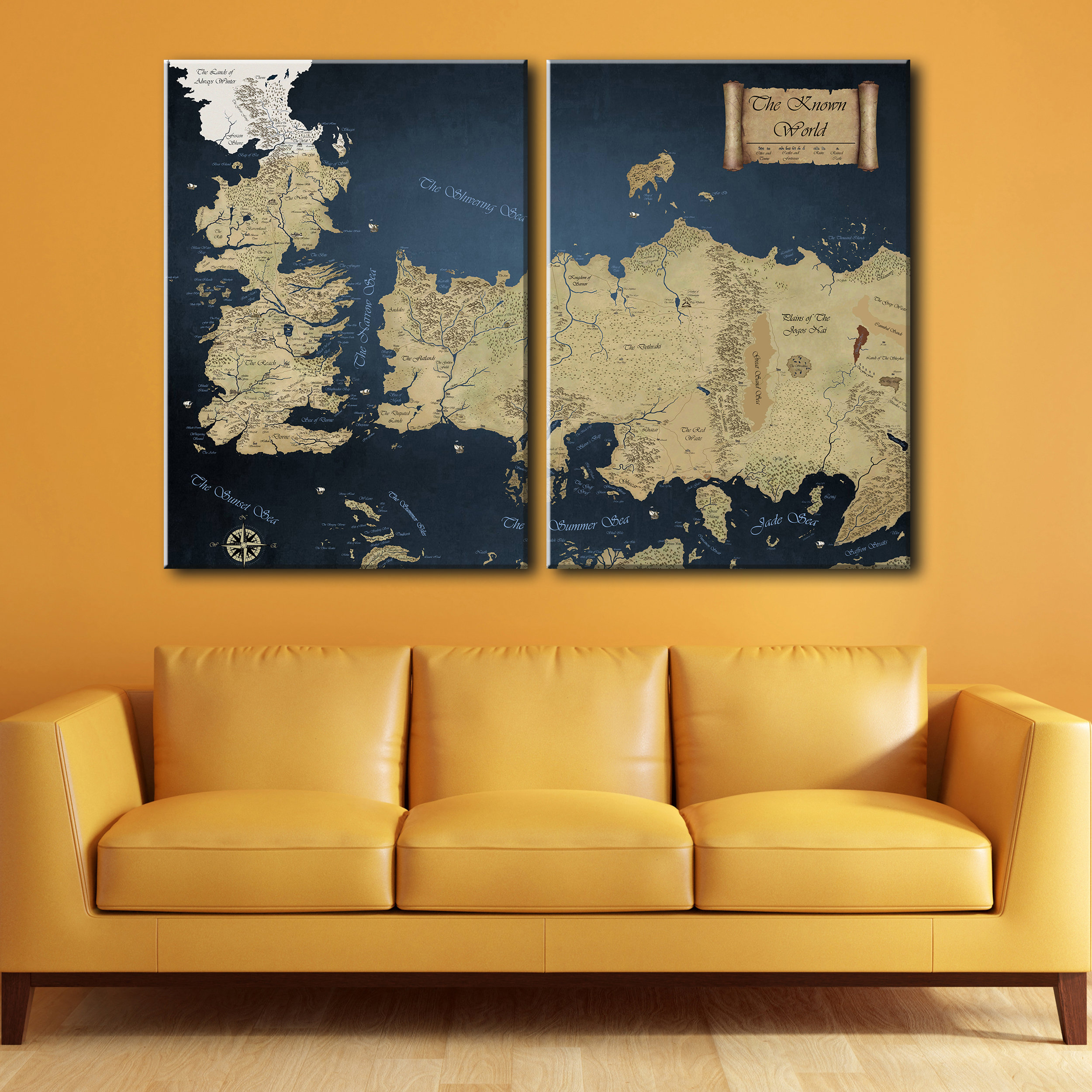 Westeros Map Art, Game of Thrones Map Wall Art, Vintage Map Decor ...