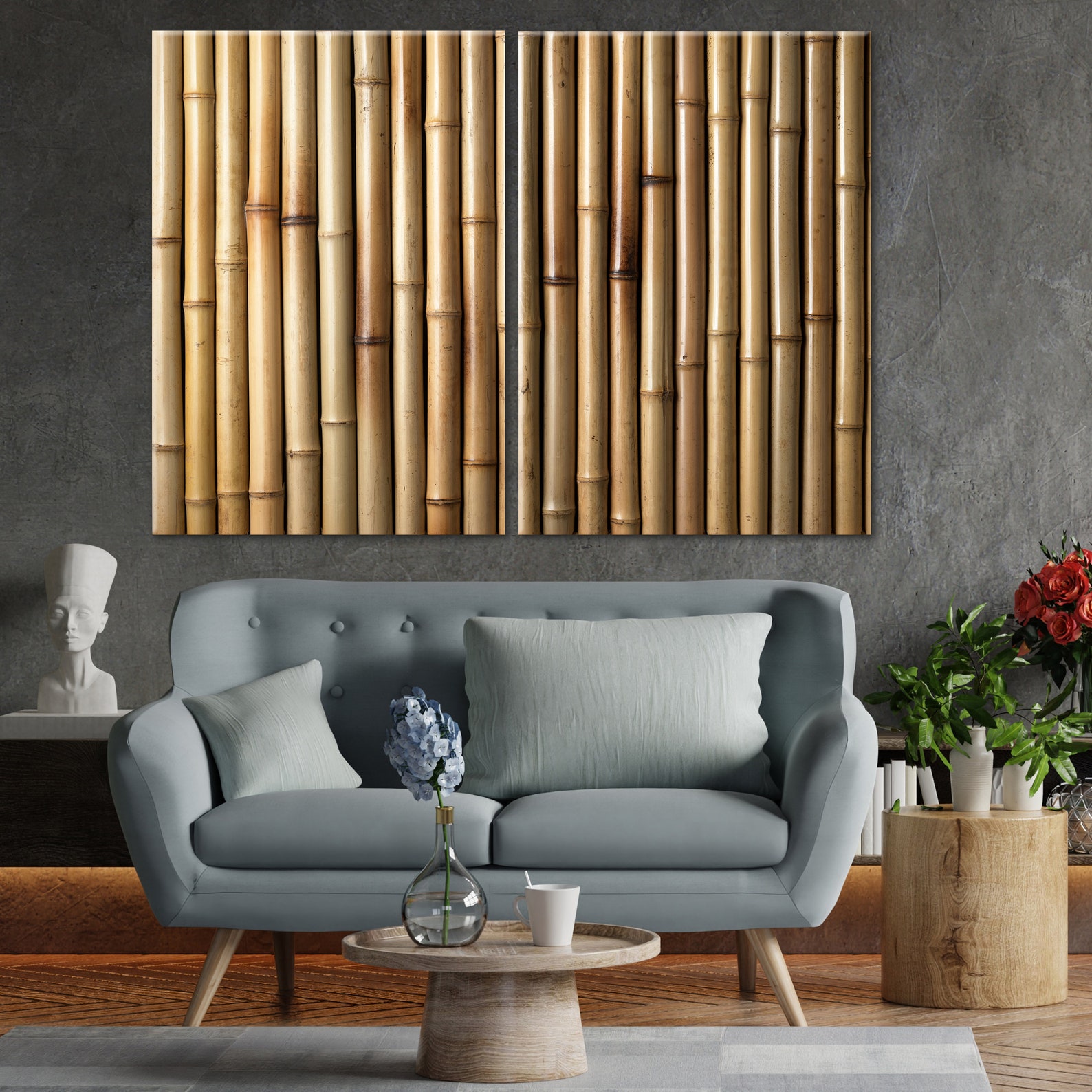 Dry Bamboo Wall Art Canvas, Bamboo Cladding on the Wall Decor Print ...
