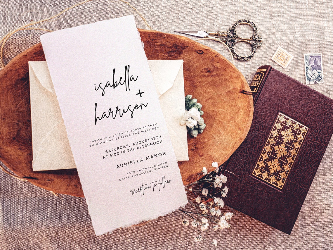 Cursive Wedding Invitation , Minimalist Wedding Editable Invitation ...