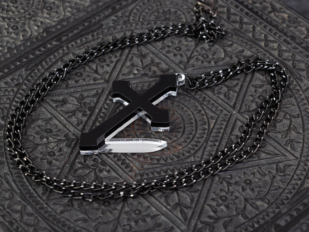 Crossblade Acrylic Necklace Goth Alternative Rosary Witch Laser Cut ...