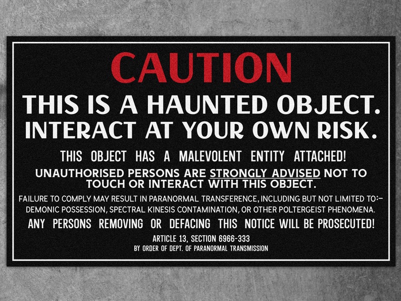 Haunted Sign Sticker Goth Vinyl Sticker Ghost Gothic Horror - Etsy