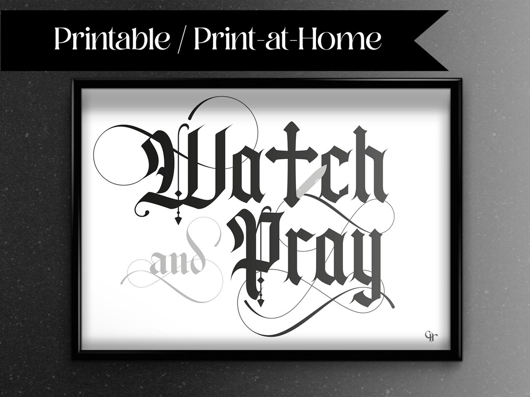 Goth Wall Art Print INSTANT DOWNLOAD Calligraphy Gift Religious Sign ...