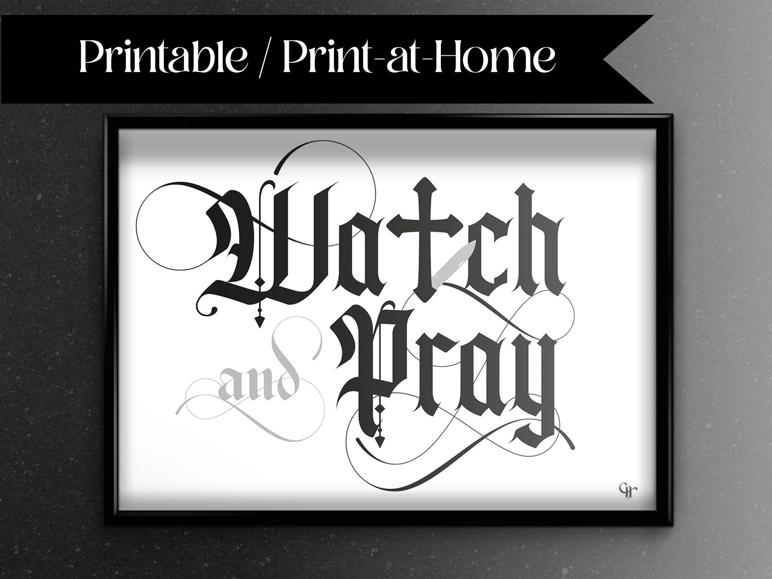 Goth Wall Art Print INSTANT DOWNLOAD Calligraphy Gift Religious Sign ...