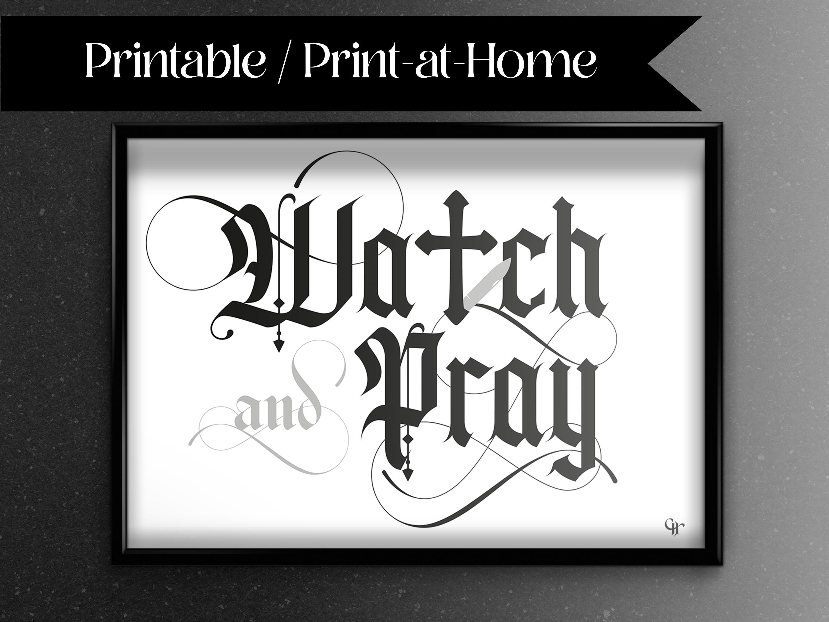 Goth Wall Art Print INSTANT DOWNLOAD Calligraphy Gift Religious Sign ...
