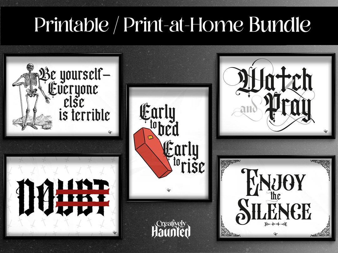Goth Wall Art Set INSTANT DOWNLOAD Horror Print Signs Printable ...
