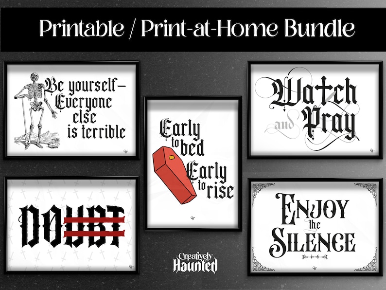 Goth Wall Art Set INSTANT DOWNLOAD Horror Print Signs Printable ...