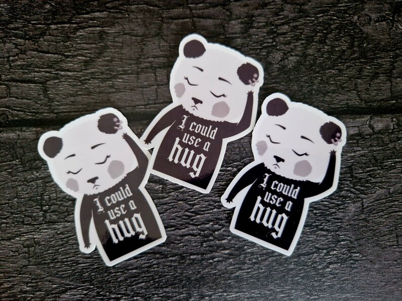 Hug Sticker Goth Panda Vinyl Sticker for Emo Creepy Cute - Etsy