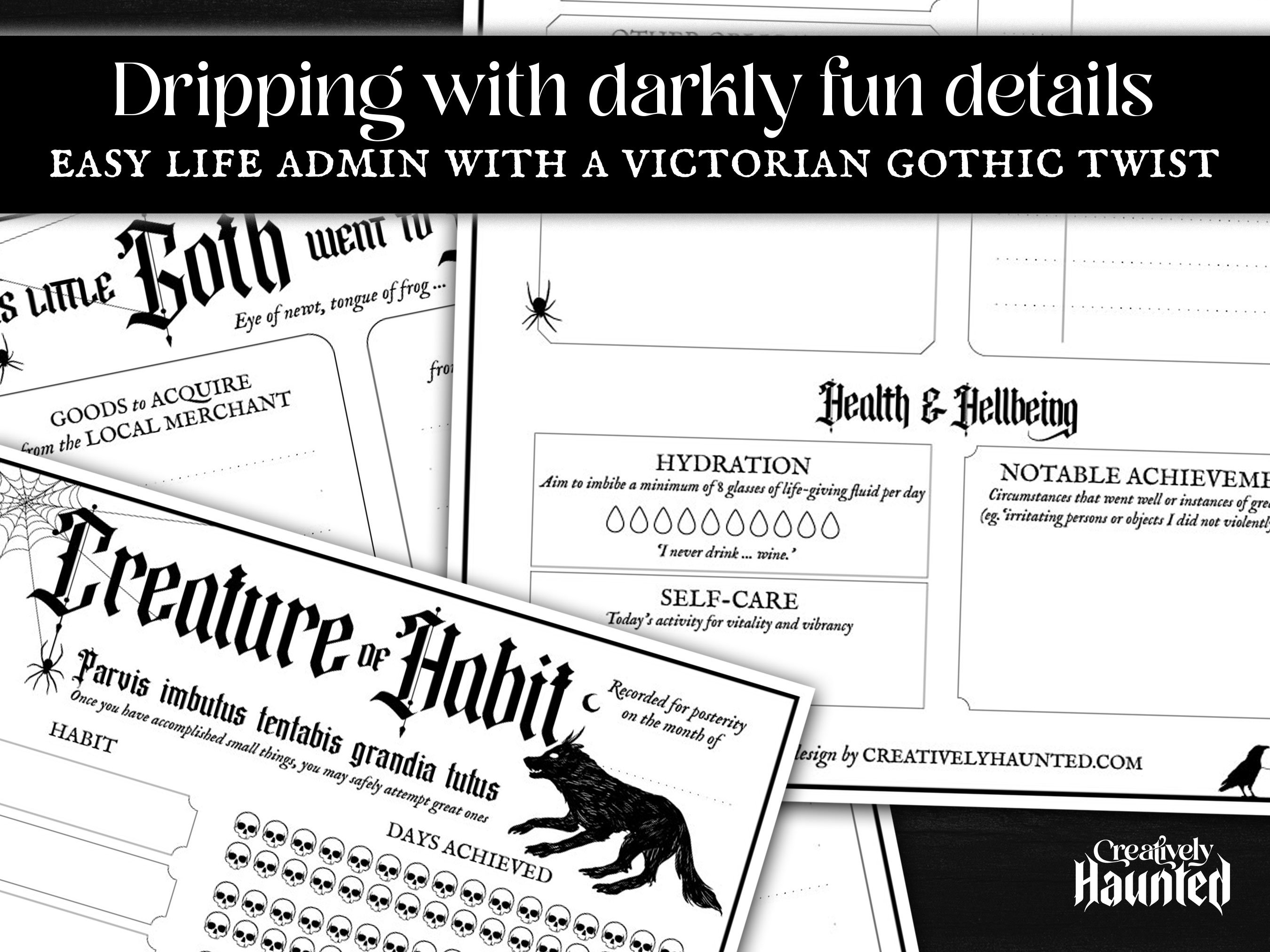 Goth Planner Printable Bundle Daily Diary Monthly Weekly Self - Etsy ...
