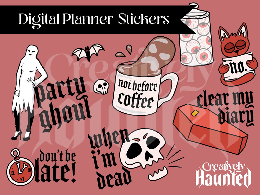 Goth Digital Planner Stickers Gothic Productivity Fun Online Schedule ...