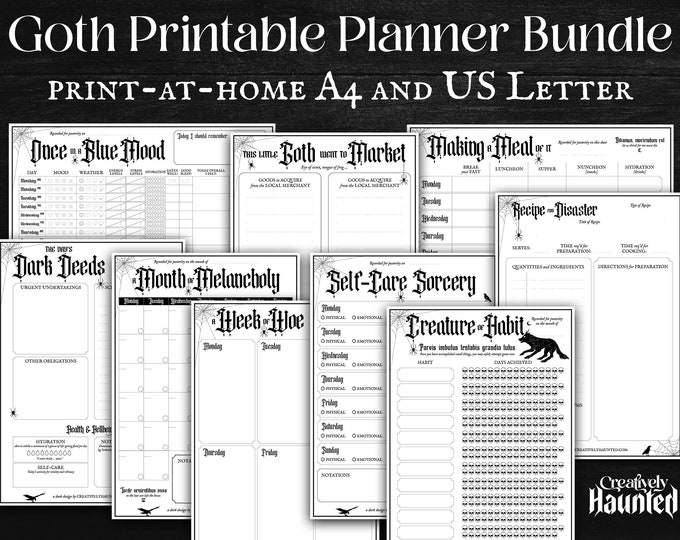 HORROR PLANNER, DOWNLOADABLE Planner, Schedule Template, Yearly Planner ...