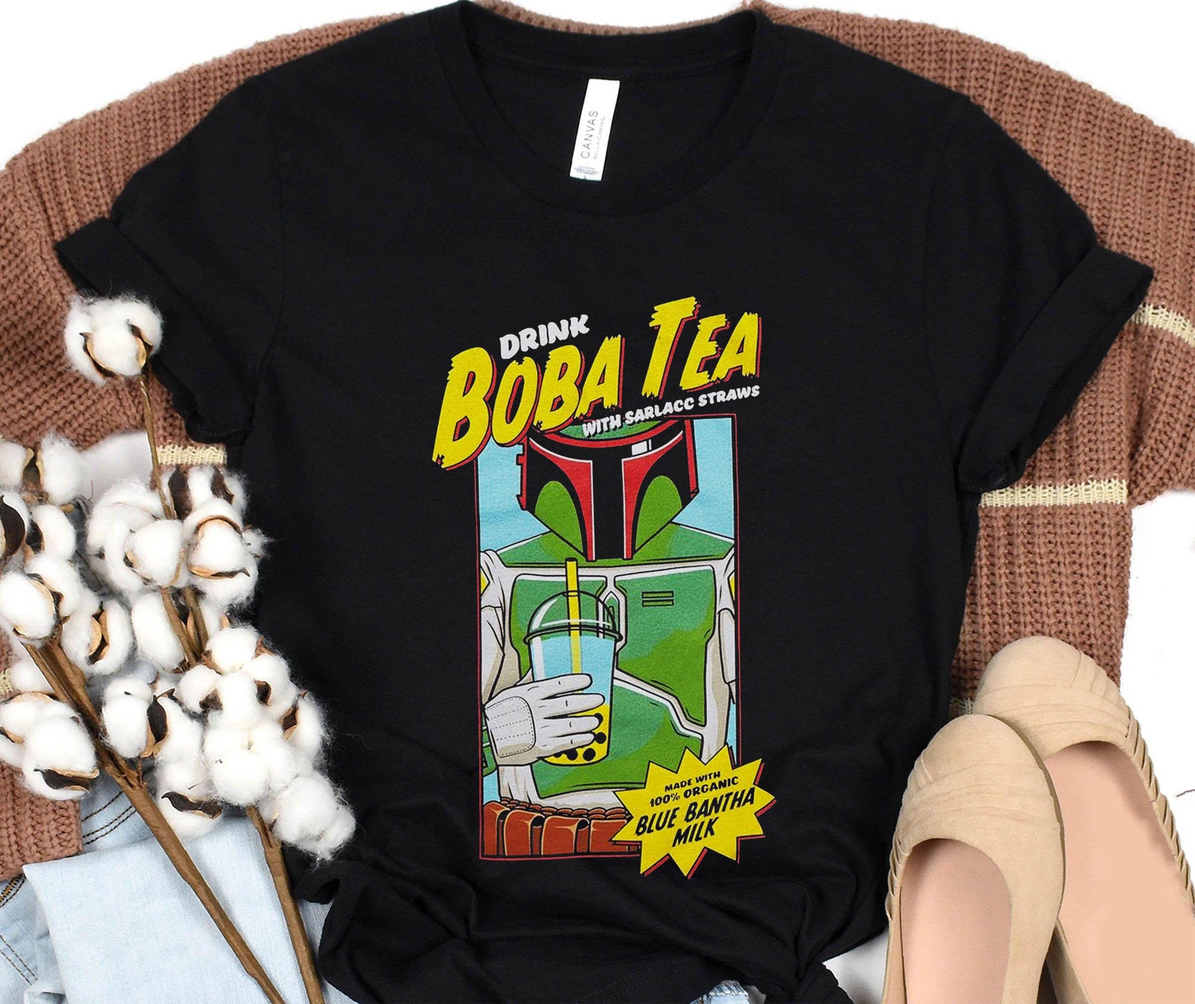 Bounty Hunter Boba Fett Drink Boba Tea Shirt Retro 90s Star Wars T-shirt