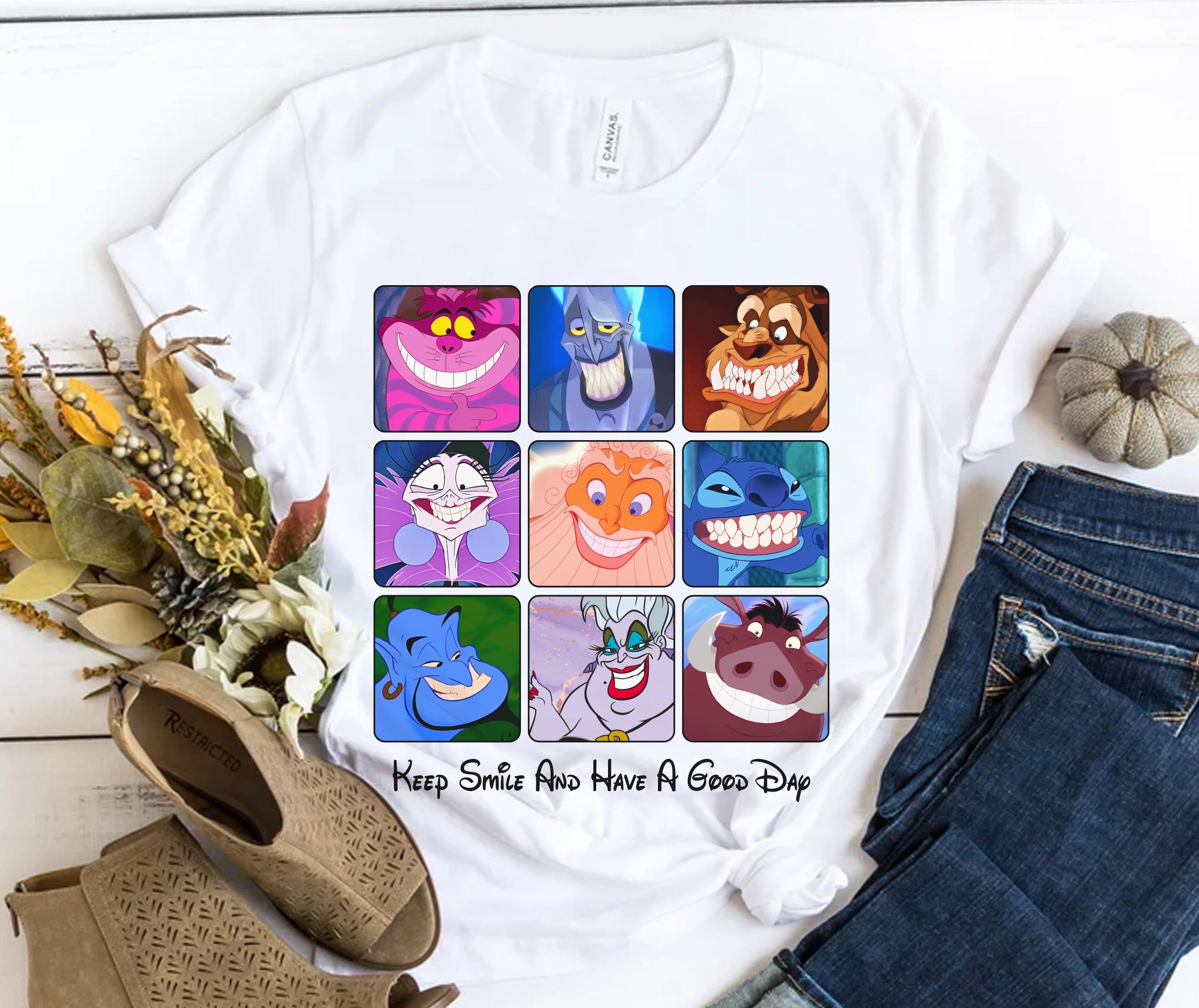 Funny Disney Characters Smile Face Keep Smile And Have A Good Day Shirt ...