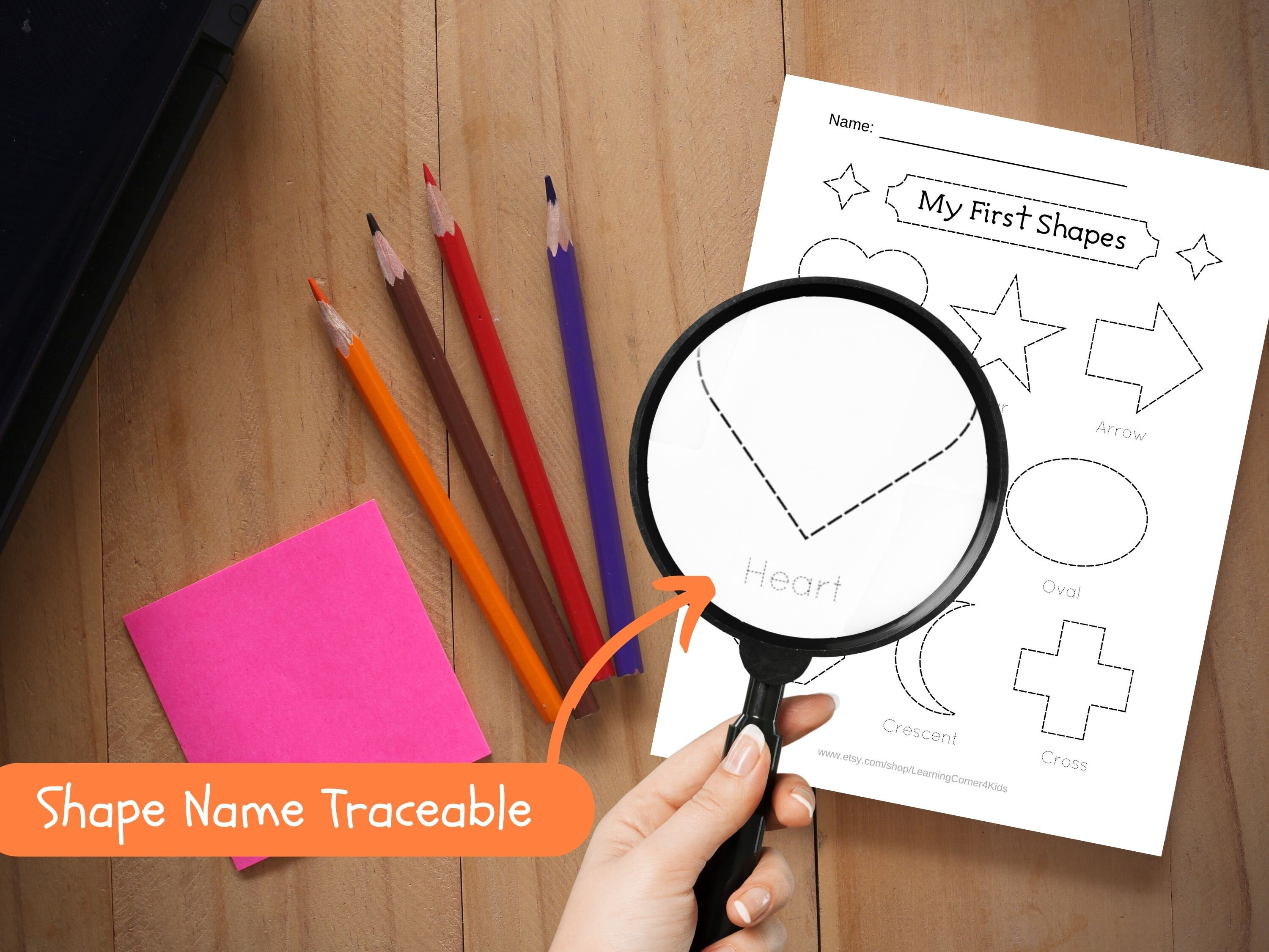 Shape Tracing Worksheets Printable, Learning 2D Shapes, Kindergarten ...