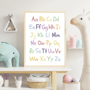 Rainbow Alphabet Poster ABC Print Printable Educational Wall Art Kid ...