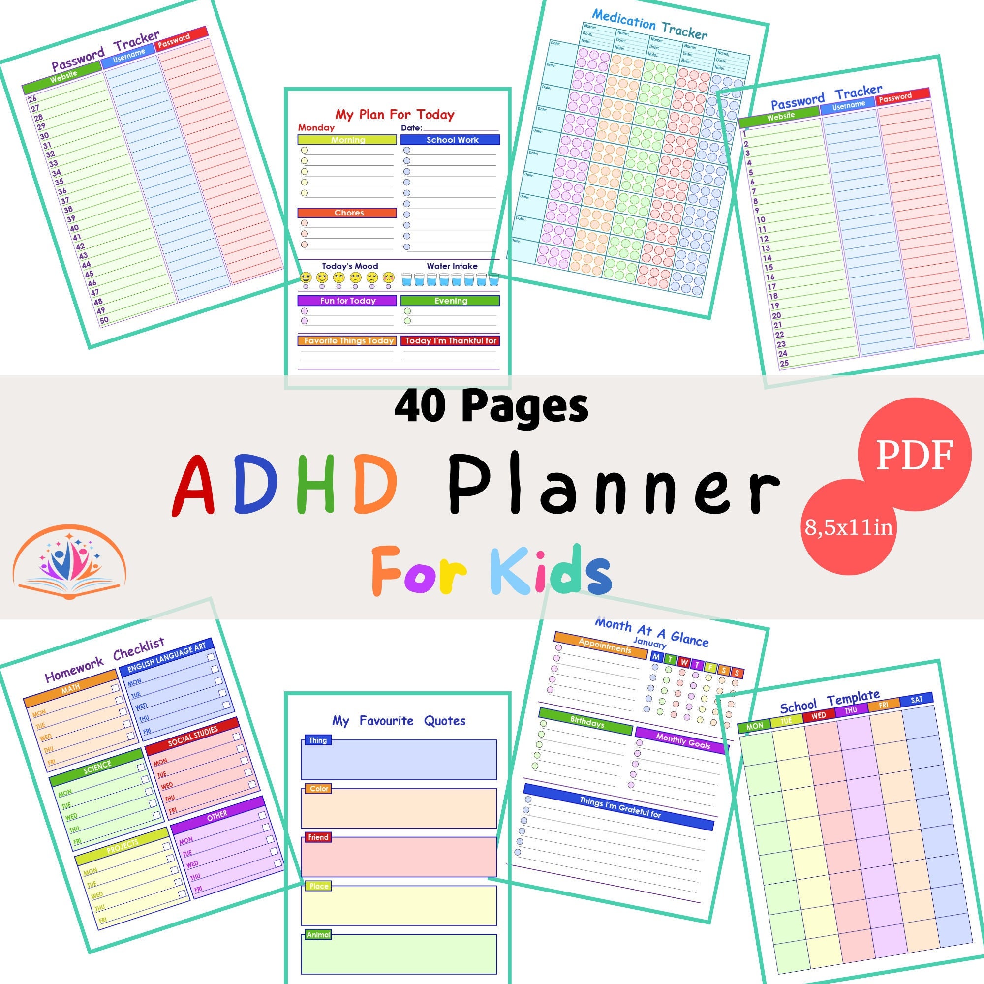 ADHD Planner for School | Goal Setting, Habit Tracking | Optimize Focus ...