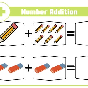 Addition Worksheets Numbers 1-10 for Preschool, Kindergarten, Pre-k, 1 ...