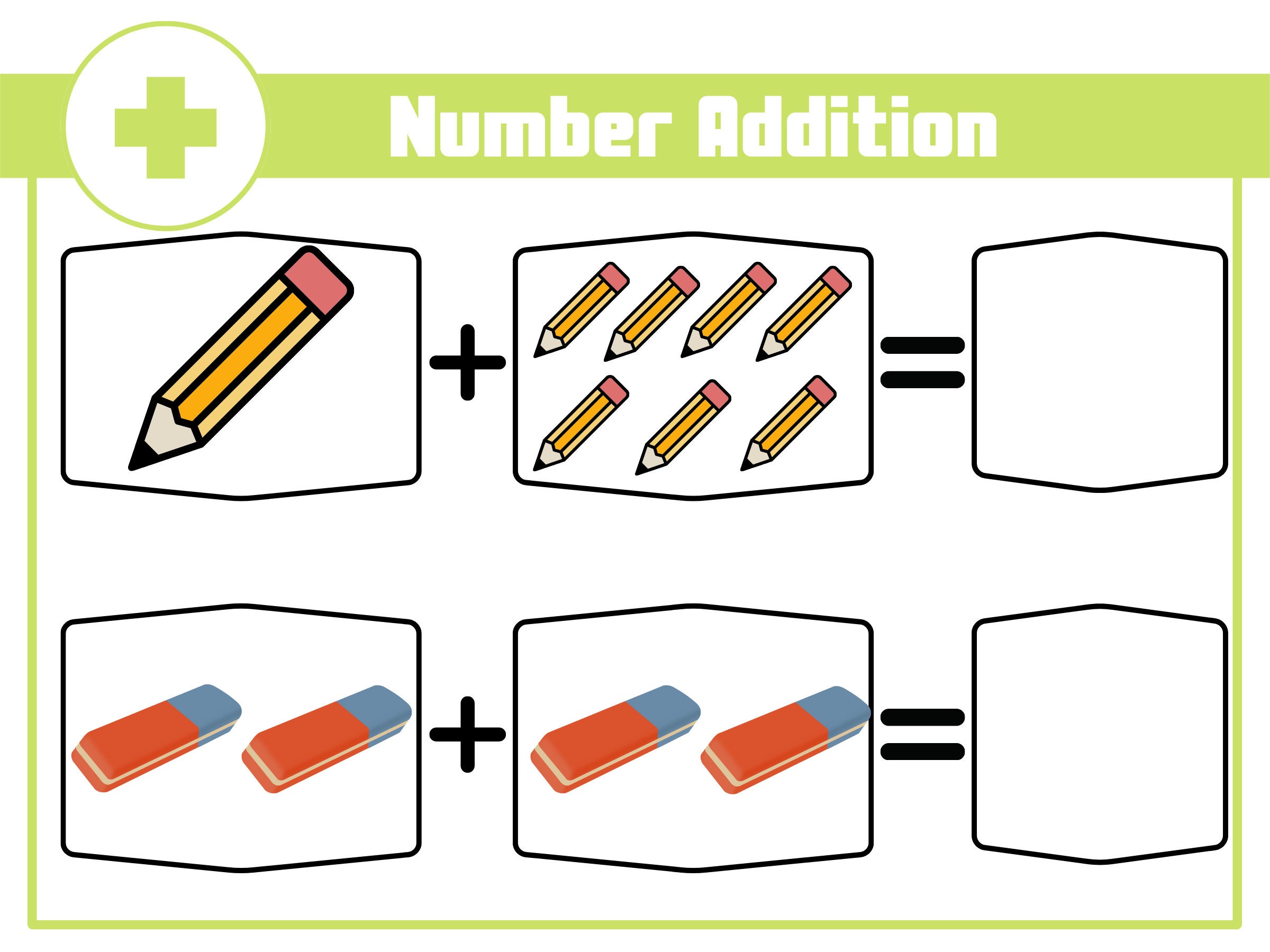 Addition Worksheets Numbers 1-10 for Preschool, Kindergarten, Pre-k, 1 ...