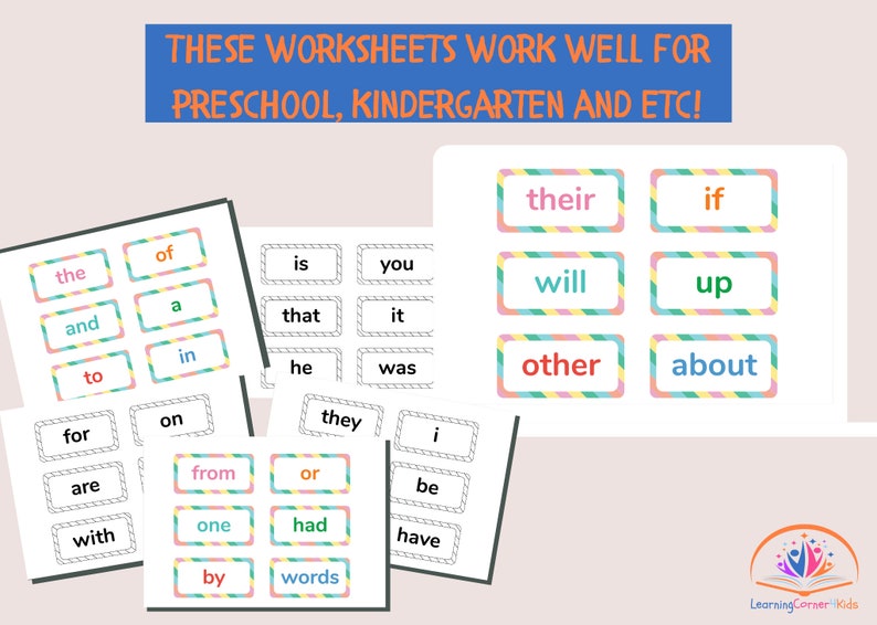 100 Sight Word Flash Cards for Preschool, Kindergarten, 1st Grade, Fry ...