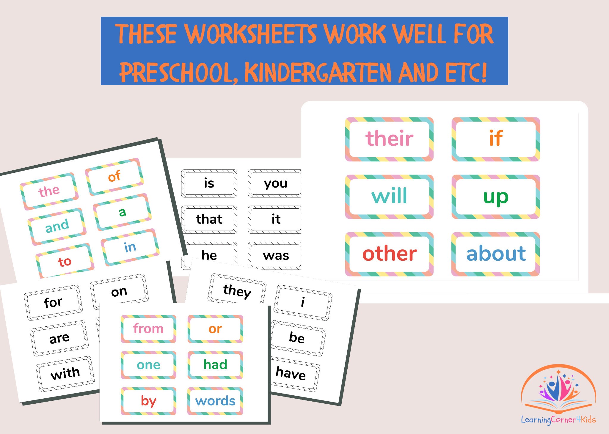100 Sight Word Flash Cards for Preschool, Kindergarten, 1st Grade, Fry ...