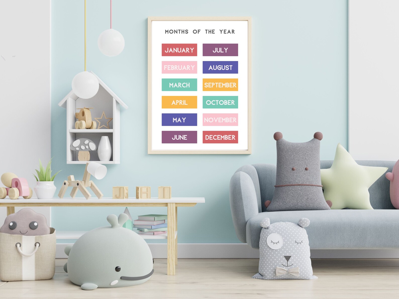 Months of the Year Pastel Poster Montessori Classroom Decor Months ...