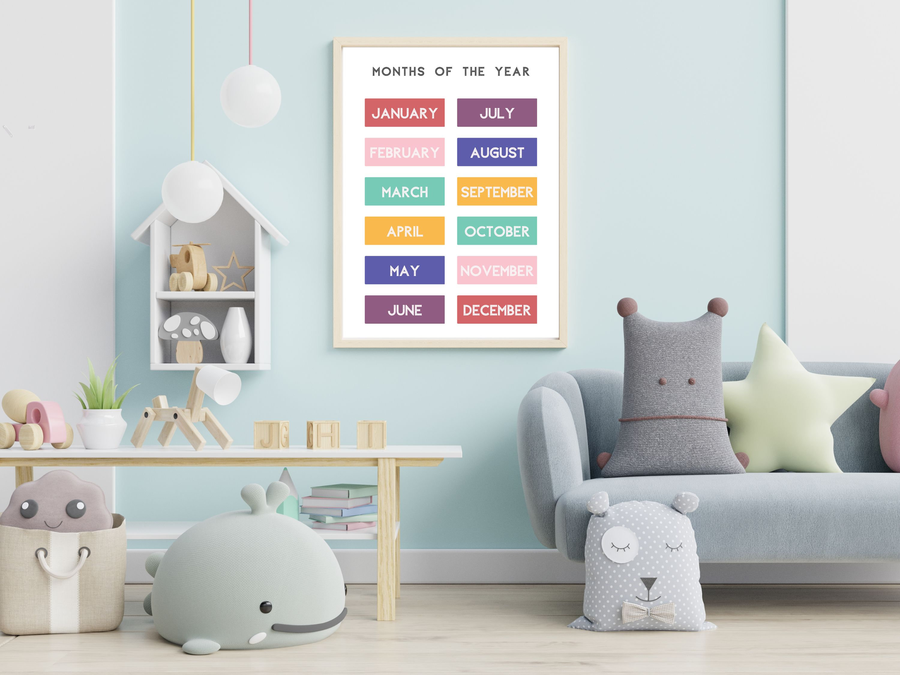 Months of the Year Pastel Poster Montessori Classroom Decor Months ...