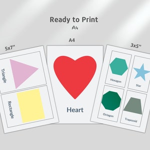 12 Pastel Shapes Flash Cards, Preschool Materials, Montessori Materials ...