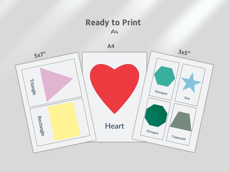 12 Pastel Shapes Flash Cards, Preschool Materials, Montessori Materials ...